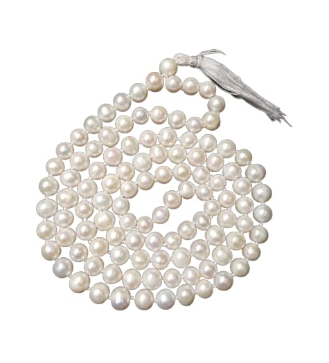 All Stone 108 Beads Pearl Mala With IGL Certificate Fresh Water Pearls ...