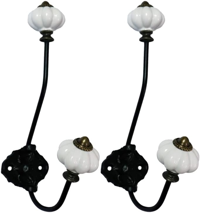 Amazon.com: 30GO Set of 2 Antique Decorative Hooks Ceramic Iron Hooks w ...