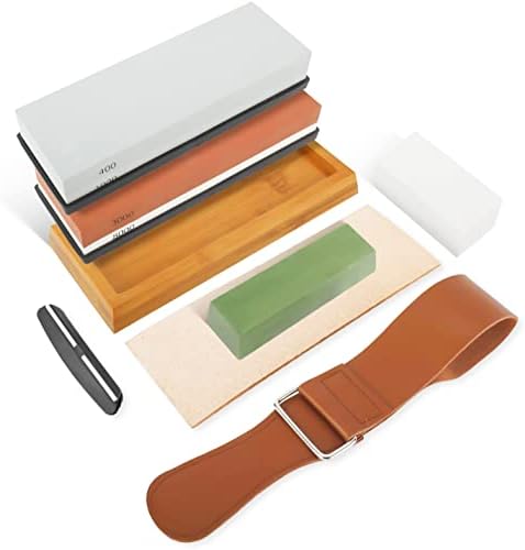 Knife Sharpening Stone Set – 400/1000 and 3000/8000-Grit Professional ...
