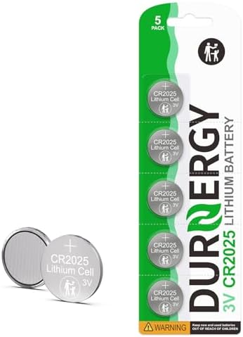 DURNERGY CR2025 3V Lithium Battery 5 Pack, Button Battery CR2025 ...