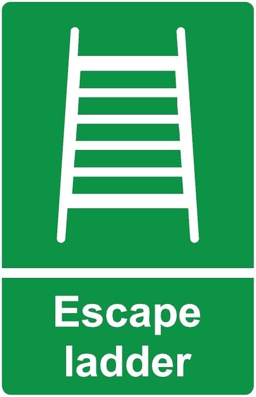 Escape ladder safety sign - Self adhesive sticker (200mm x 150mm ...
