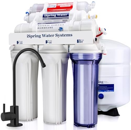 iSpring RCC1UP-AK 100GPD Under Sink 7-Stage Reverse Osmosis RO Drinking ...