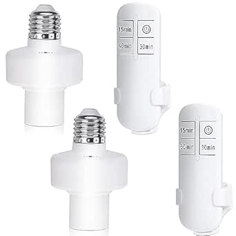 2 Pack Remote Control Light Bulb Socket E26/E27, Wireless Light Switch ...
