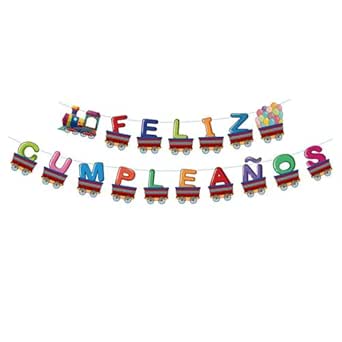 Spanish Feliz Cumpleanos Banner Train Birthday Party Banner Train Theme ...