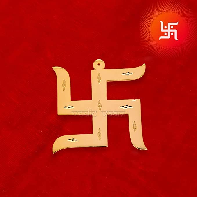 Buy Vedic Vaani Brass Swastik Metal Wall Hanging Vastu Symbol Sign for ...