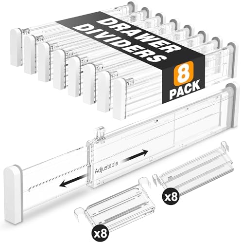 Amazon.com: FUNIZE Drawer Dividers 8 Pack, 2.36" High, 12.6-22.8 ...