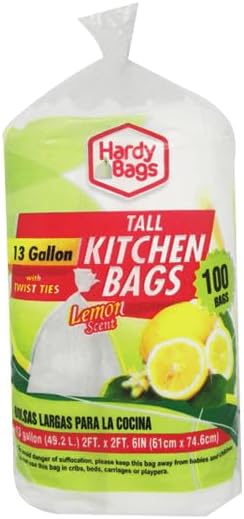 Amazon.com: Hardy bags Tall Kitchen Trash Bags, 13 Gal, Fresh Clean ...