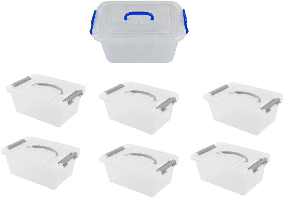 Nesmilers 6-Pack Plastic Boxes with Lid, 6 Liter Small Clear Storage ...