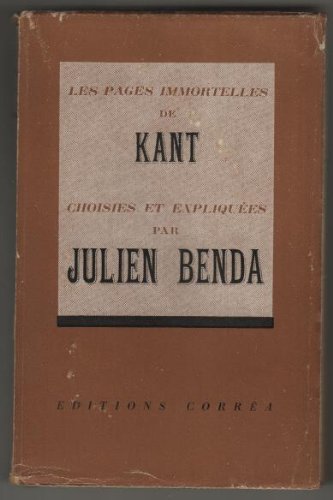 Amazon.com: Les pages immortelles de kant: Julien Benda: Books