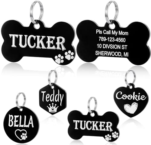 GISUREY Stainless Steel Pet ID Tags in Glitter, Durable Dog Tags ...