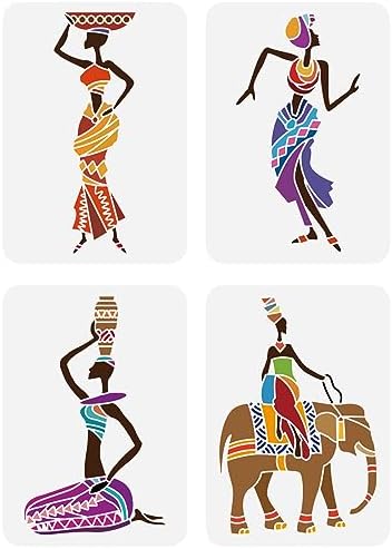 Amazon.com: FINGERINSPIRE 4 Pcs African Tribal Stencils 8.3x11.7inch ...