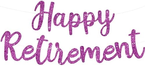 Amazon.com: BEISHIDA Purple Glitter Happy Retirement Banner -NO DIY ...