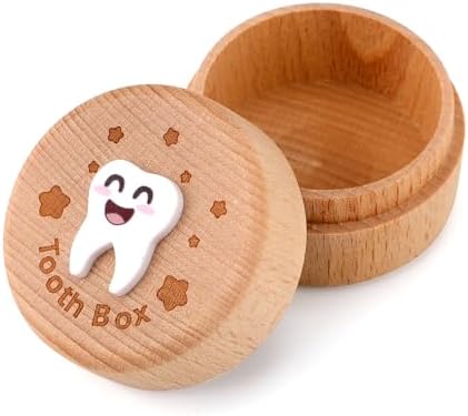 HZZXCH 2Pcs Tooth Fairy Box 3D Tooth Keepsake Box Cute Wooden Children ...