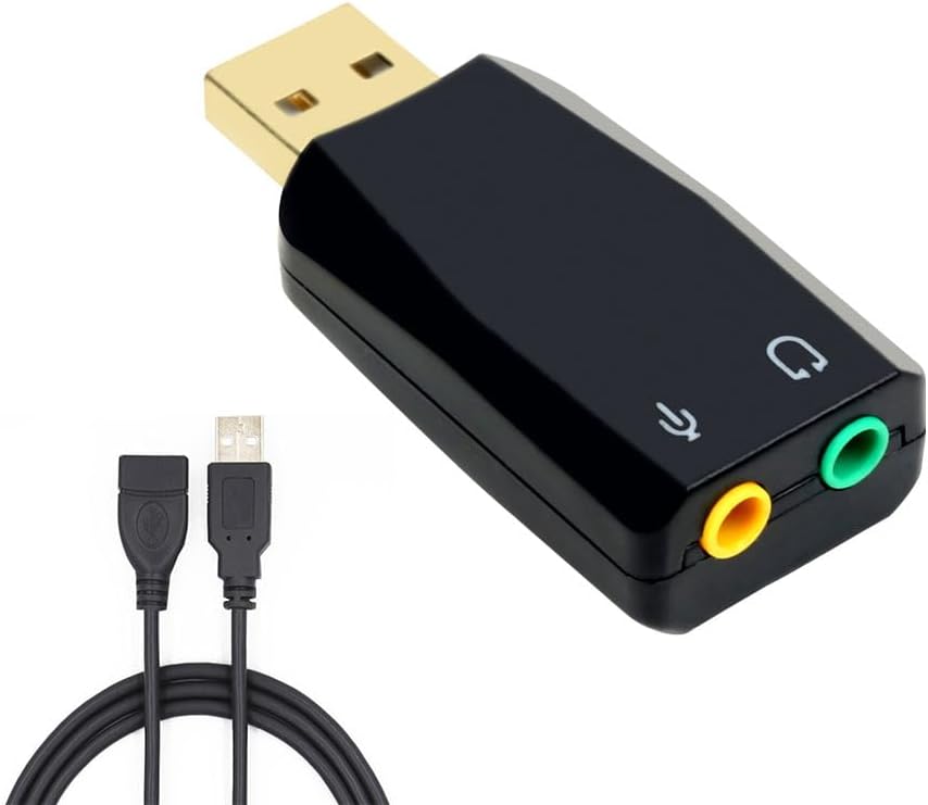 Amazon.com: USB Sound Card Stereo 3.5mm Audio Adapter, USB to AUX Cable ...