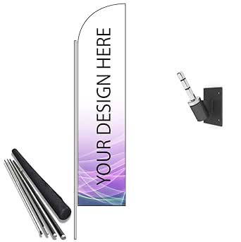 Eclipse Branding Custom Advertising Feather Flags | Poles Included with Wall Mount Base ...