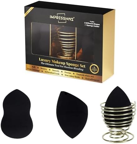 Amazon.com : ImpressionZ 3 Pcs Makeup Sponge Set with Holder – Multi ...