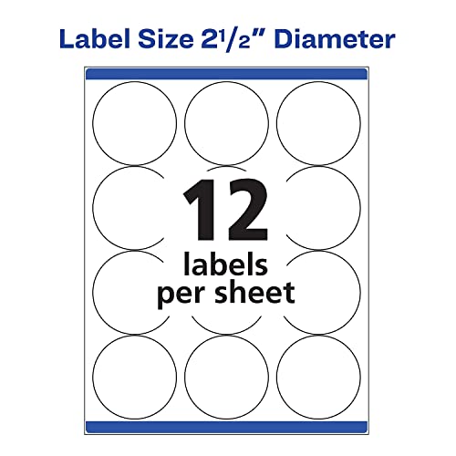 Avery High Visibility Printable Round Labels with Sure Feed, 2.5 ...