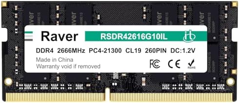Amazon.co.jp: ノートPC用メモリ 16GB PC4-21300(DDR4-2666) SODIMM Raver 1.2V ...