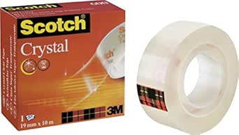 Scotch Crystal Clear 3M Adhesive Tape, Transparent, 19 mm x 66 mm, 1 ...