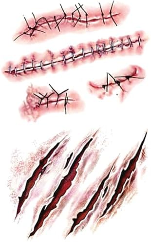 Amazon.com : 20 Sheets Halloween Body Face Scar Realistic Temporary ...