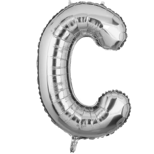 Flyloons Silver C Letter Foil Balloon Alphabets Balloons - Size 16 Inch ...