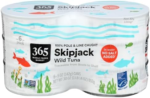 Amazon.com : 365 by Whole Foods Market, No Salt Albacore Tuna in Water ...