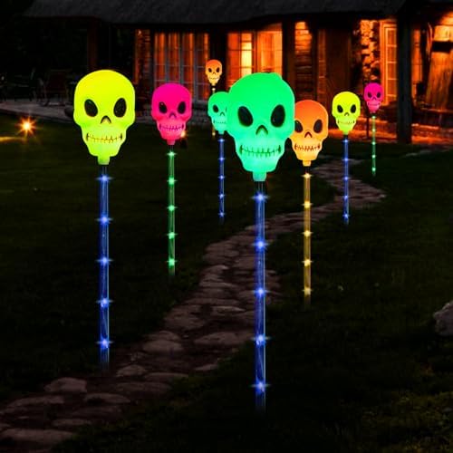 Amazon.com : Outdoor Halloween Decorations Set of 6 Solar Garden Lights ...