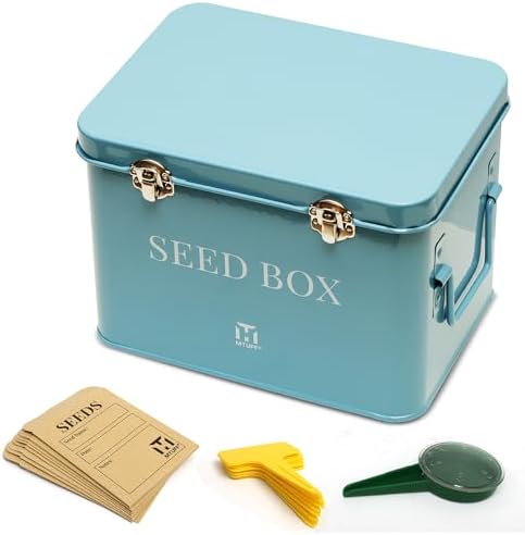 Amazon.com: Seed Storage Box – Metal Seed Packet Organizer with Garden ...