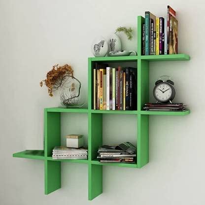 National Art MDF Wooden L Shape Floating Wall Shelf/Design Wall Mounted ...