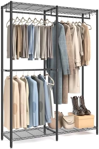 Amazon.com: FLEXIMOUNTS Heavy Duty Clothes Rack with Five Hanger Rods ...
