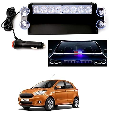 Qiisx 8 LED Red Blue Flasher Strobe Light with Flashing Modes, Car ...