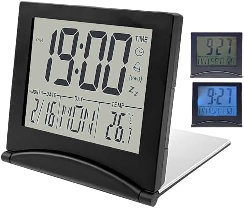 Travel Alarm Clock, Mini Desk Clock Portable Silent Alarm Clock, LCD ...