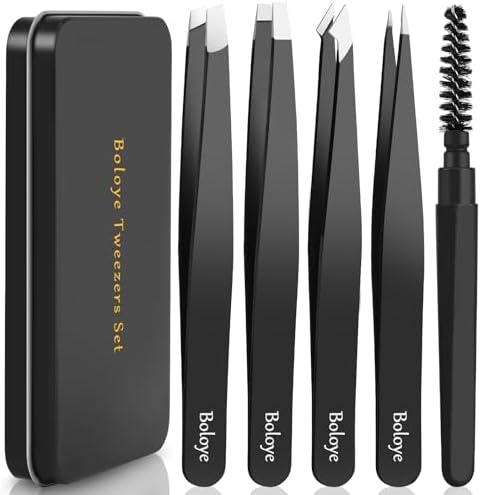 Amazon.com : FungChoi Eyebrow Tweezer Set, 4-Pcs Professional Stainless ...