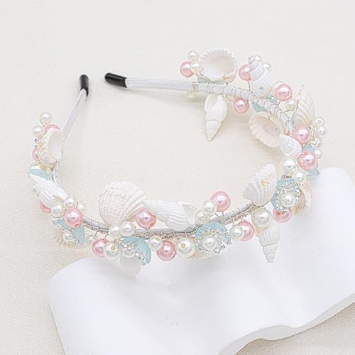 Amazon.com : Oriamour Mermaid Crown Seashell Pearl Headband, Beach ...