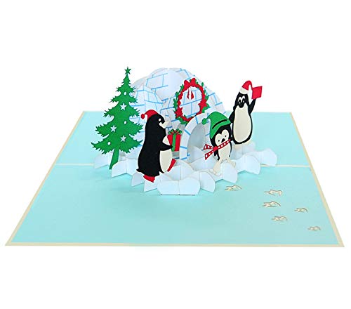 BC Worldwide Ltd handmade 3D pop up Christmas Xmas card penguin ice ...