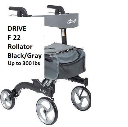 DRIVE F-22 Rollator Walker, Black and Gray, with Removable Storage Case ...
