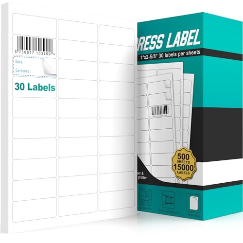 Snapklik.com : Colemoly Address Labels 1x2-5/8 Stikcer Paper 30-UP 500 ...