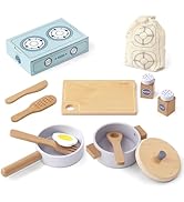 Amazon.com: Pillowhale Wooden Toy Plates and Dishes Set,Play Kitchen ...