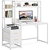 Amazon.com: LITTLE TREE Computer Desk with Drawers and Hutch, Rustic ...
