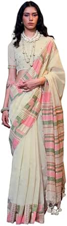 Amazon.com: Laavaan fashion Women's Kanjivaram Soft Cotton Silk Saree ...