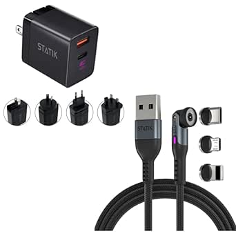 Amazon.com: Statik 360 Pro Gen2 Charging Cable (6ft) & GaN Charger (45W ...