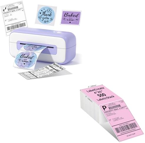 Amazon.com : Purple Shipping Label Printer with Pink Thermal Shipping ...