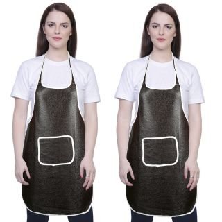 Buy YAZLYN COLLECTION Rexine Waterproof Kitchen Apron Black color With ...