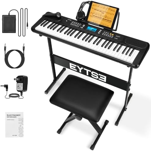 Amazon.com: RIF6 Electric 61 Key Piano Keyboard - with Over Ear ...