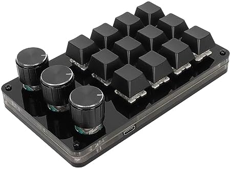 12 Keys 3 Knobs Macro Mechanical Keyboard, Custom Knob KeyPad with Hot Swappable Blue Switch ...