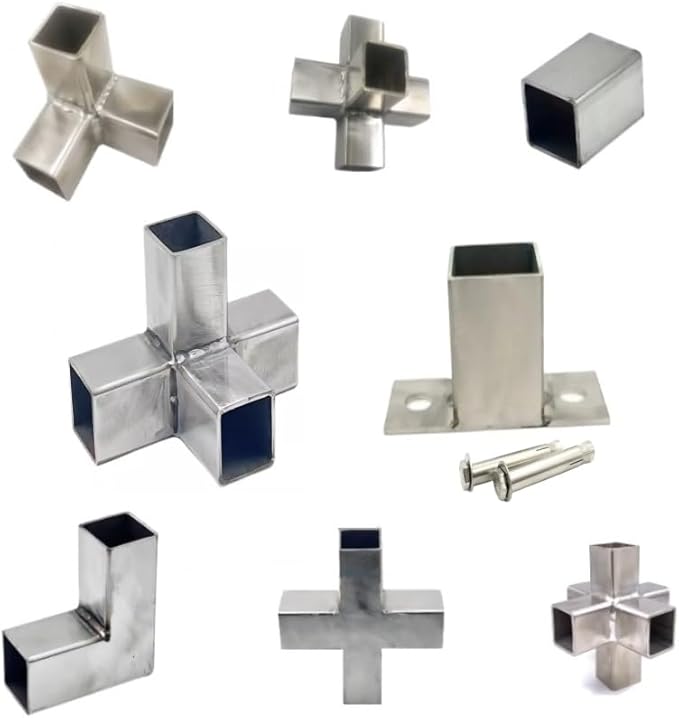 Amazon.com: Generic 1Piece 304 Stainless Steel Square Pipe Connector L ...