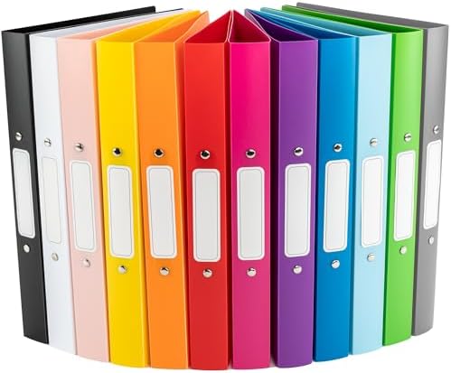 OfficeTree 12x Ring Binder A4 Set - 12 Colours - 2-Ring Mechanism ...