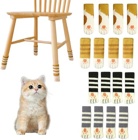 WAFJAMF 24 PCS Cute Cat Paw Furniture Leg Socks, Chair Leg Floor ...