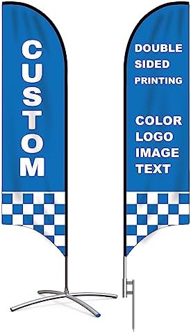 Amazon.com: Double Sided Printing Custom Feather Flag Pole Kit with Poles Spike Base for Outside ...