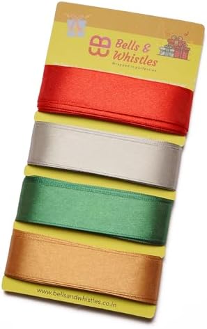 Bells and Whistles Metallic Satin Ribbons Combo of 4 (Length : 5 Yards ...
